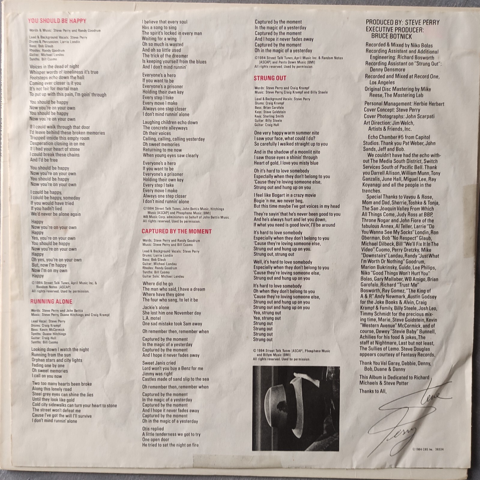 STEVE PERRY Signed Autograph Album Record LP " Street Talk " | eBay