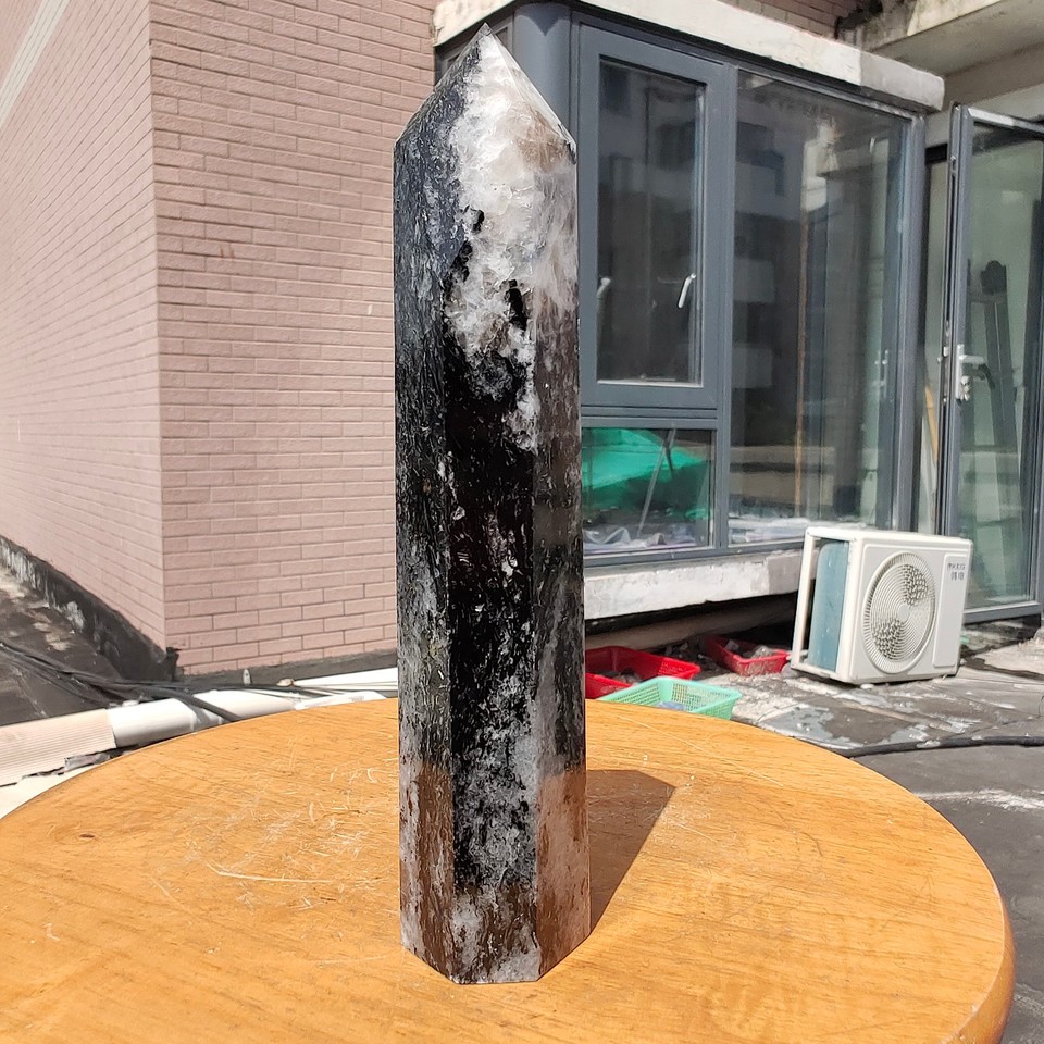 572g Large White Rainbow Moonstone Crystal Obelisk Tower Point Quartz ...