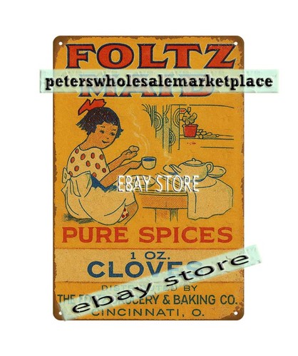 foltz maid cloves spices Cincinnati Ohio tin sign | eBay