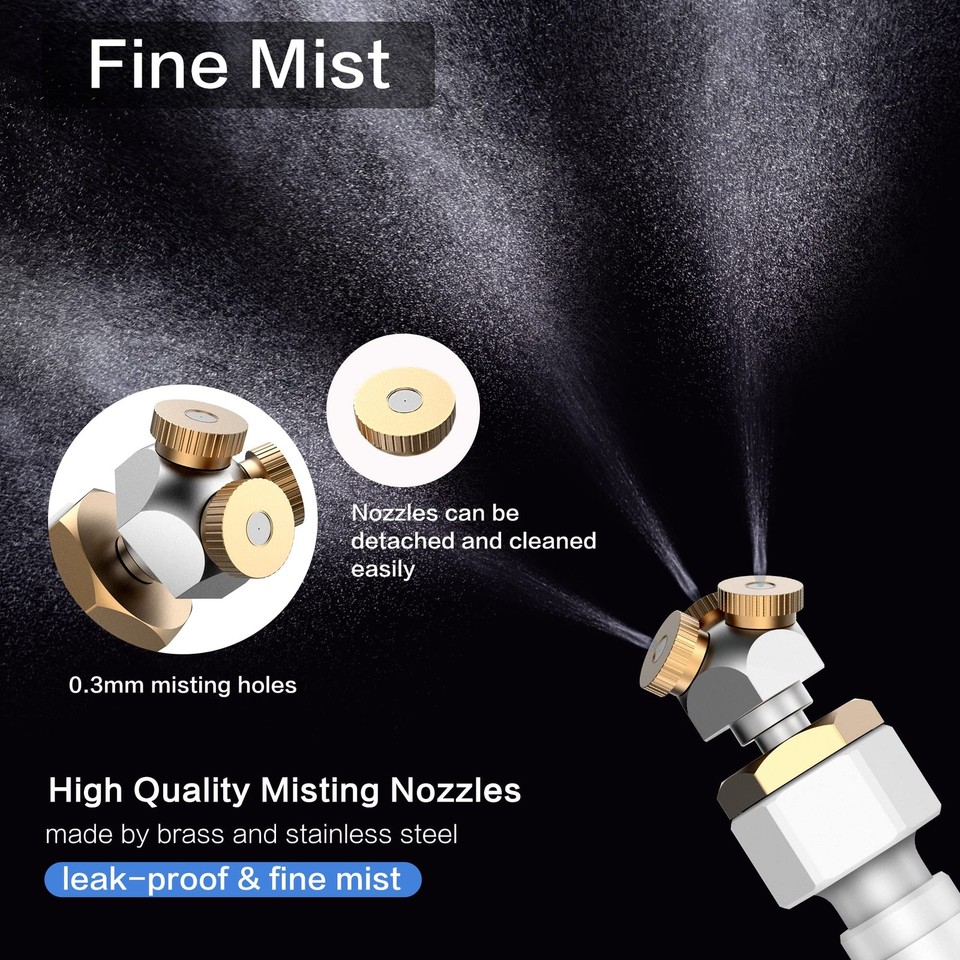 Upgraded Misters for Outside Patio, 3-Way Fine-Mist Leak-Proof Hose ...