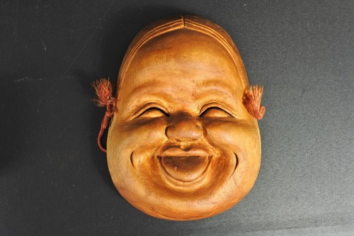 Vintage Japanese Otafuku Ofuku Good Fortune Noh Kagura Mask, Wood ...