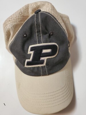 Snapback Mesh Back Purdue University Boilermakers Hat Embroidered P Tan ...