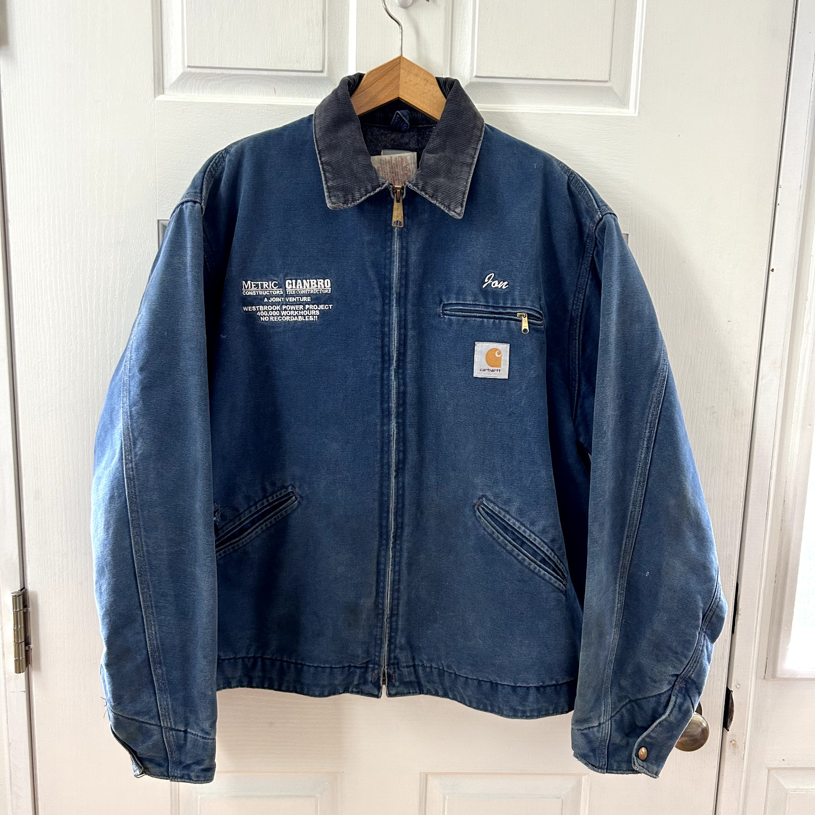 Vintage Carhartt Detroit J01 NVY Navy Jacket Size 46 … - Gem