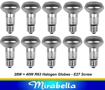 10 x 28W Halogen R63 Reflector Spot Light Globes Bulbs E27 Screw ES ...