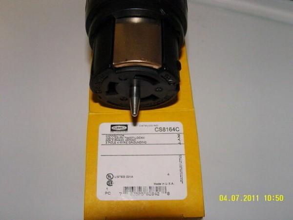 Hubbell CS8164C 50 Amp 480V Locking Connector - Black/White for sale ...