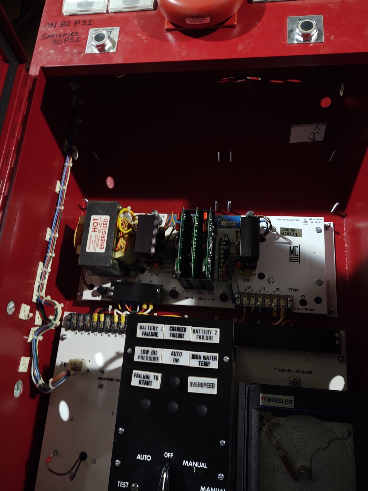 Master Control Systems Fire Pump Controller No. DCFFRA-3 120 VAC 275 ...