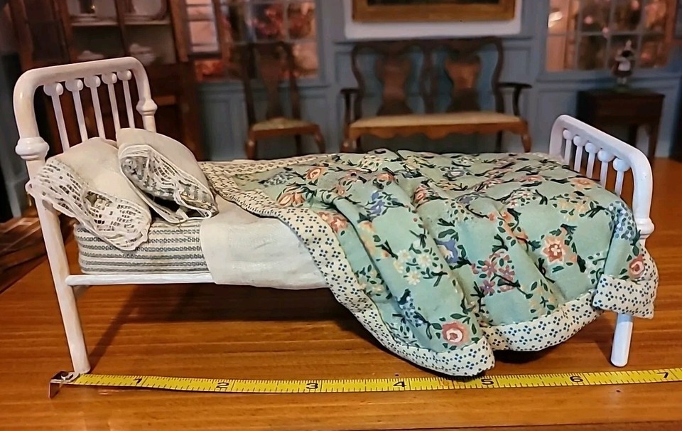 Dollhouse Miniature Artisan Hand Dressed Single Bed Cottage | eBay