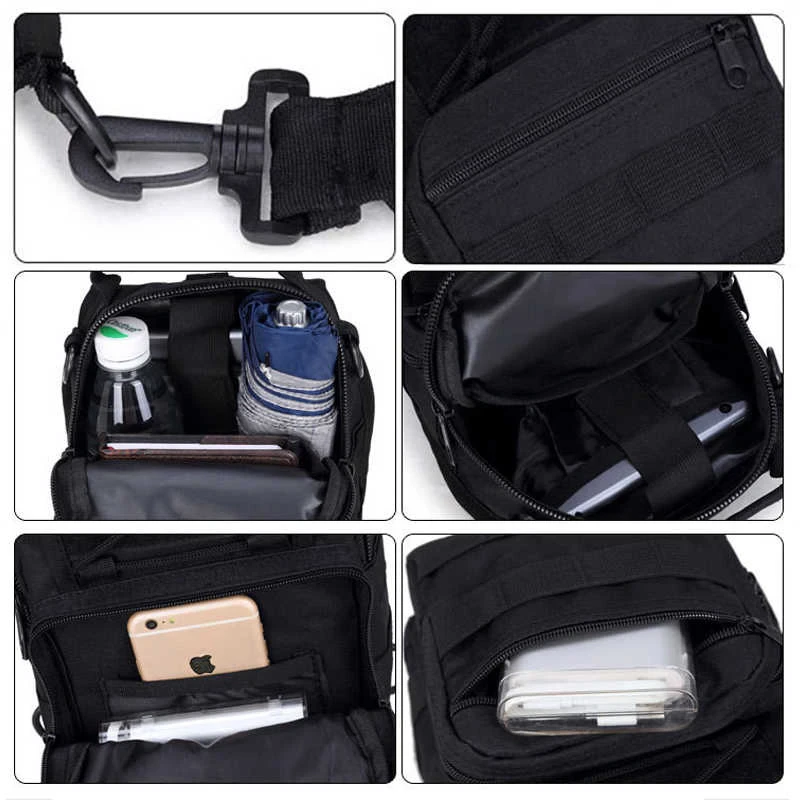 Mens Backpack Tactical Sling Shoulder Bag Molle Travel Chest Pack ...