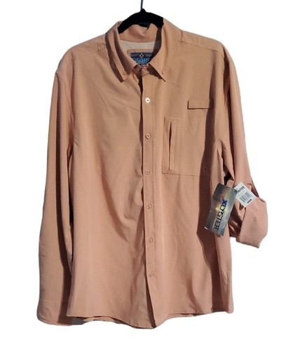 Tallwoods X-Caster Fishing Shirt Men's XL Peach Stretch Vented Long ...