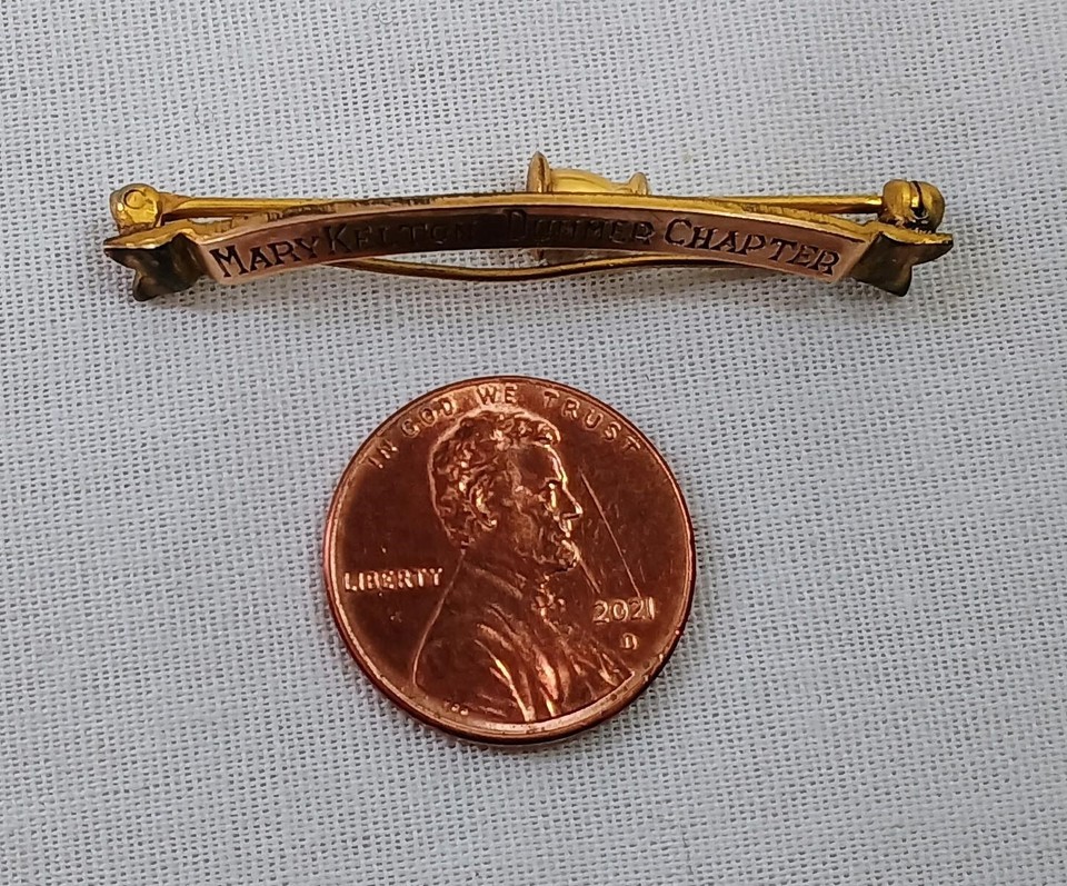 Vintage DAR Pin Ribbon Top J.E.Caldwell Gold Filled Mary Kelton Dummer ...