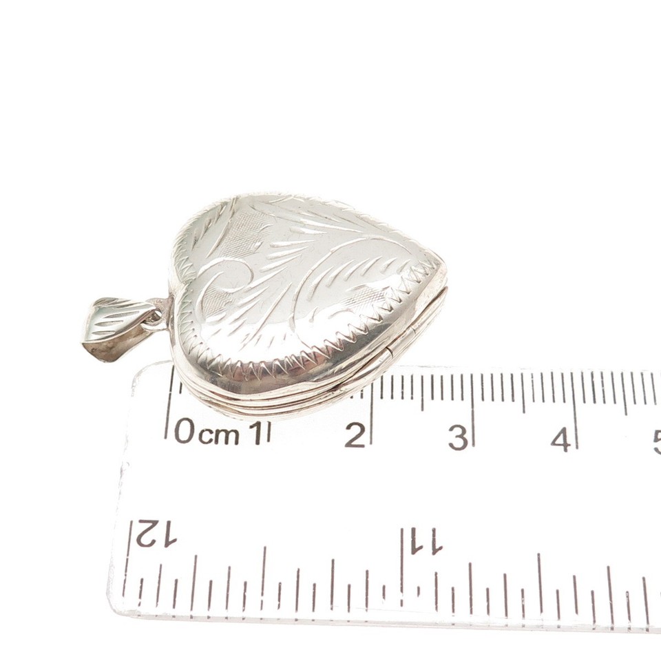 925 Sterling Silver Vintage 4-Way Clover Heart Engraved Locket Charm ...
