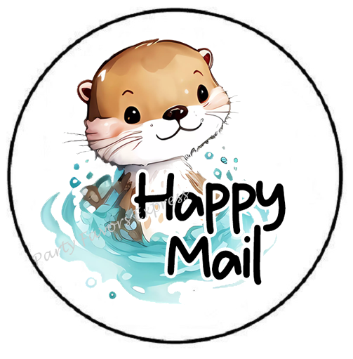 HAPPY MAIL OTTER ENVELOPE SEALS LABELS STICKERS PARTY FAVORS | eBay