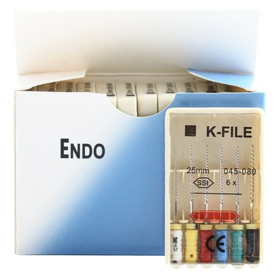 10 Packs Dental Endo K-FILE 25mm 045-080 Endodontic Root Canal Hand Use ...