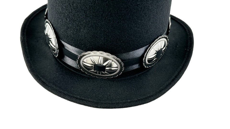 Black Felt Top Hat Large Conch Victorian Steampunk Mad Hatter Slash ...