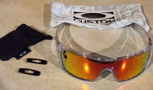 Oakley BATWOLF Clear Polarized Ruby with Silver & Black Icons ...