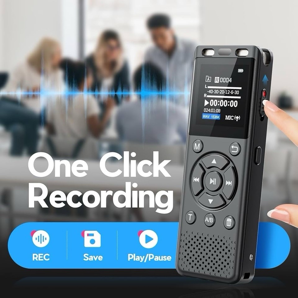 96GB Digital Voice Recorder One Click, HD Recording Easy Control Voice ...