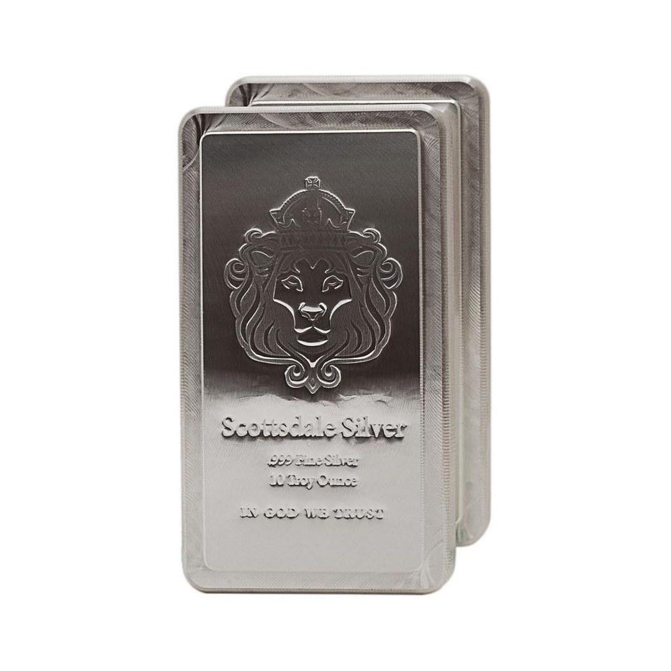 2 x 10 oz Scottsdale STACKER® Silver Bars - 20 Troy oz .999 Silver ...