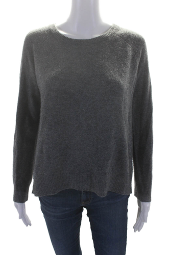 360 Cashmere Womens Cashmere Knitted Long Sleeve Sweater Solid Gray ...