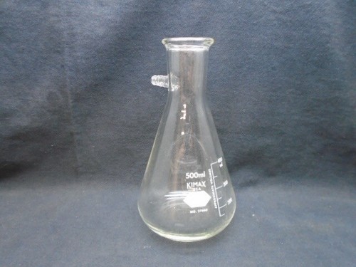 (4) KIMBLE KIMAX Glass 500mL Graduated Filter Flask w/10.5mm Sidearm ...