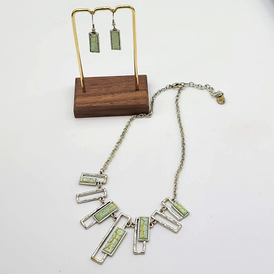 Howard's Jewelry Hammered Silver Geometric Window Pane Set Iridescent ...