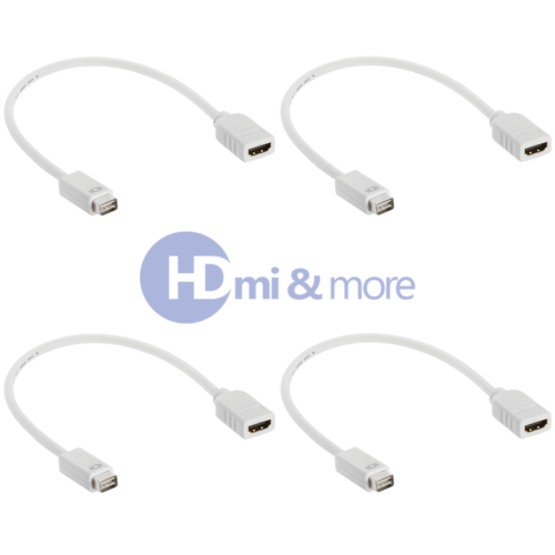 4x Mini DVI Male to HDMI Female Video Adapter Cable iMac Macbook White ...