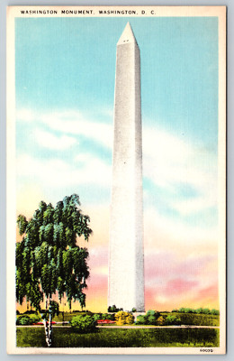 c1940s Washington Monument DC Rainbow Sunset Skyline Linen Vintage ...