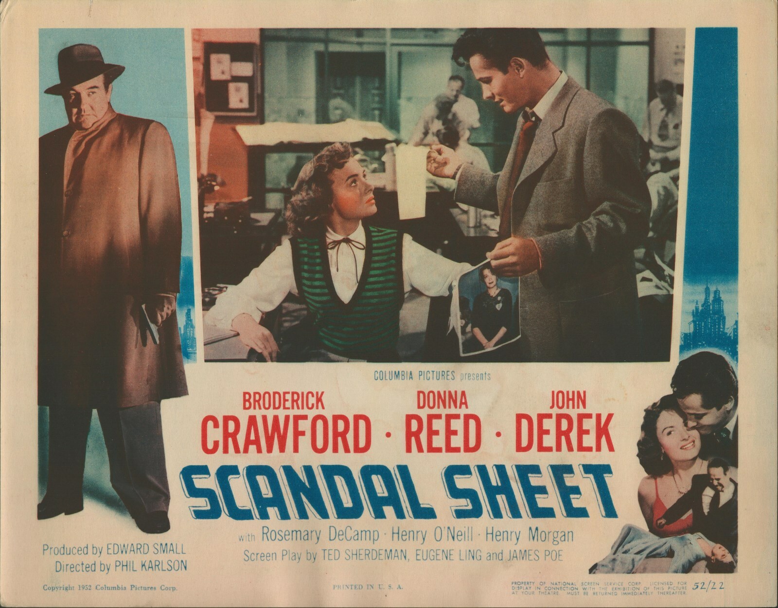 SCANDAL SHEET Lobby Card Columbia Broderick Crawford Donna Reed John ...