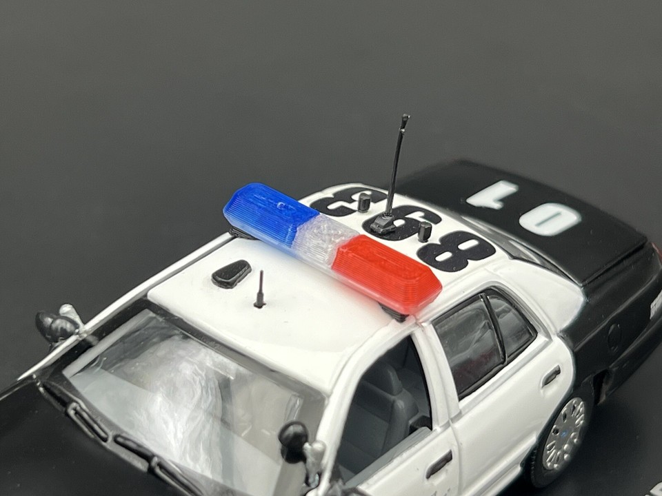 2 Pack 1/43 Blue Red Code 3 MX7000 Lightbar Greenlight Police Sheriff ...