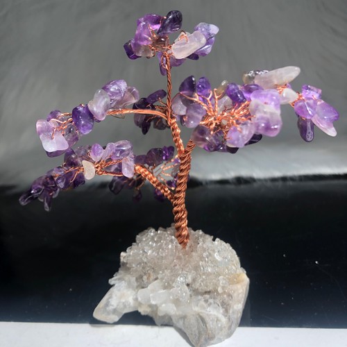 Natural Crystal Cluster Raw Stone Amethyst Hand Made Lucky Money Tree ...