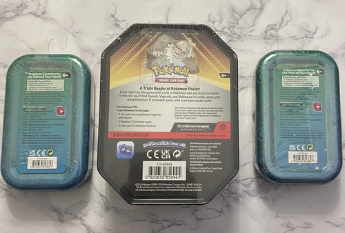 Lot Of 3 Pokémon Tins 2 Kanto Friends Mini Tins & 1 Whammy Slaking Tin ...