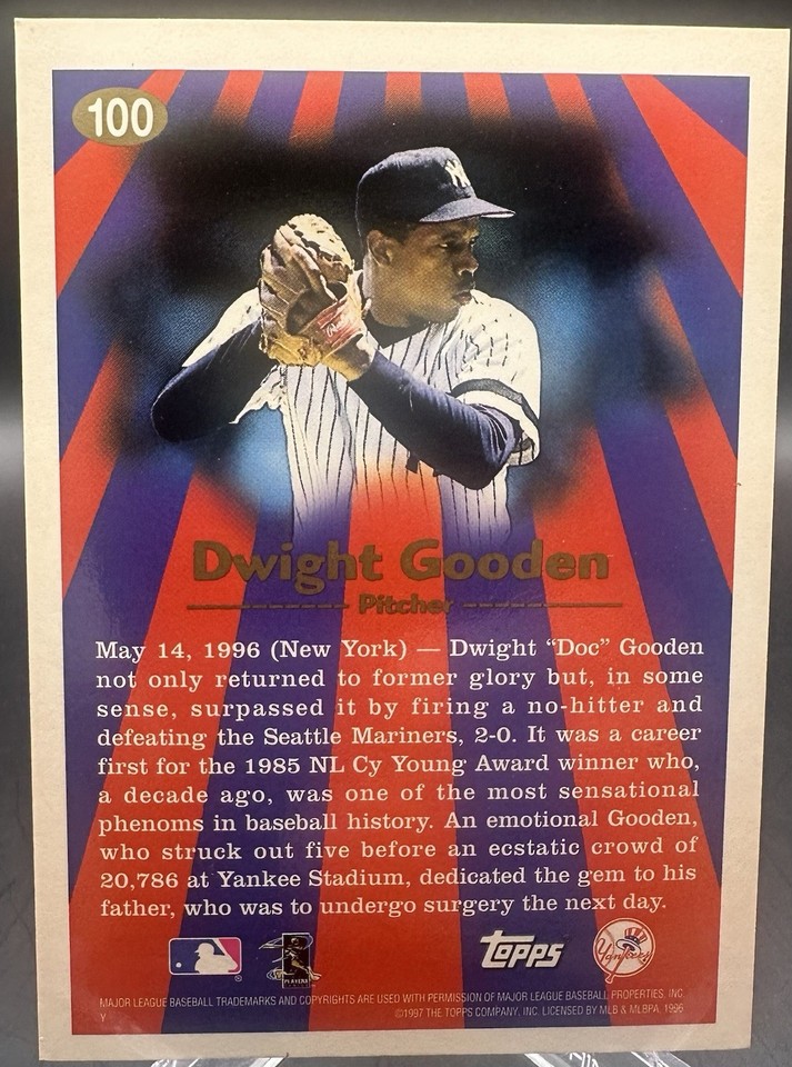 1997 Topps #100 Dwight Gooden Auto On-Card Signature Yankees Highlights ...