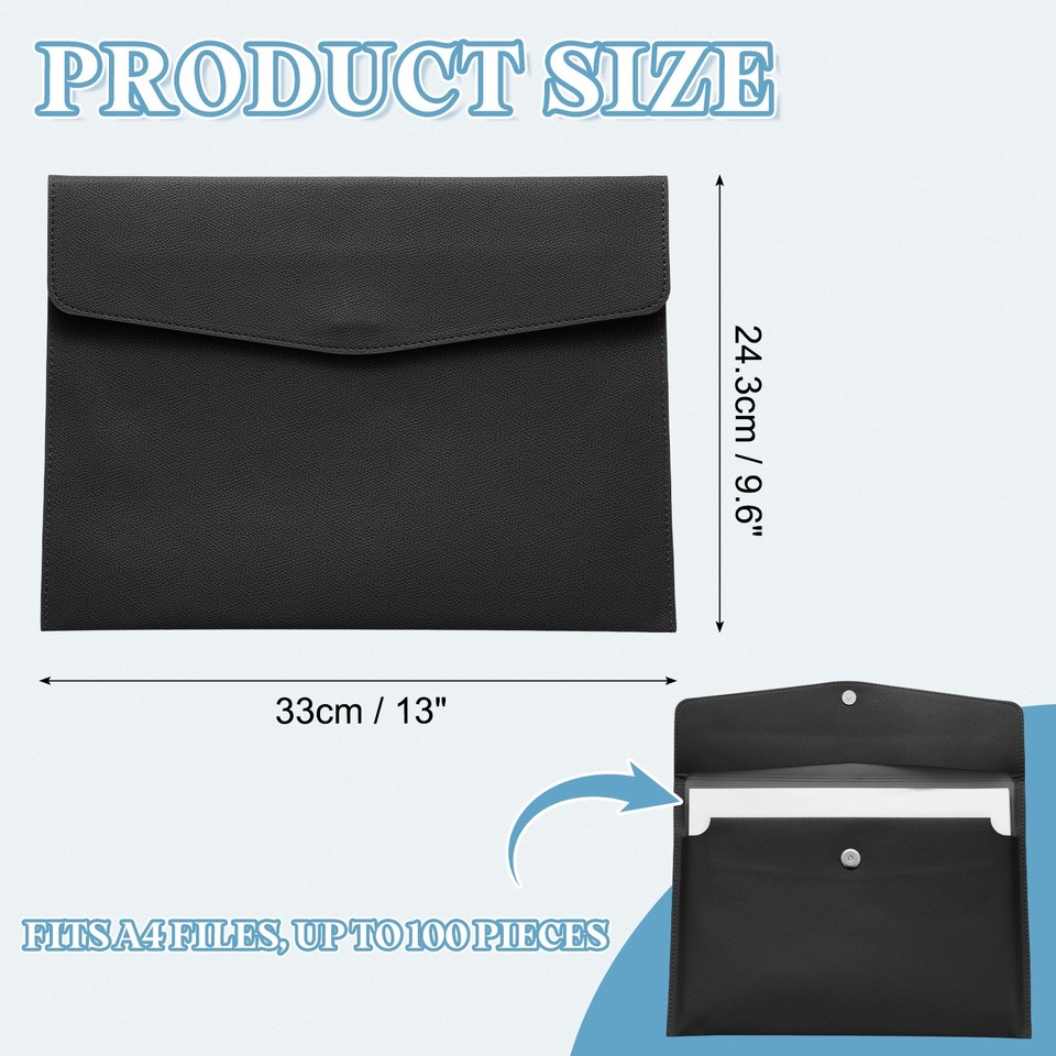 PU Hard Leather A4 File Folders 13"x 9.6" Document Holder Organizer ...