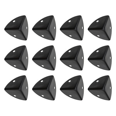 12pcs Black Corner Angle Brace Protectors for Wooden Trunk Box Chest ...