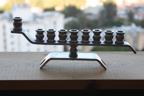 Small Vintage Hand Made Aluminium Judaica Hanukkah Lamp Jewish Menorah ...