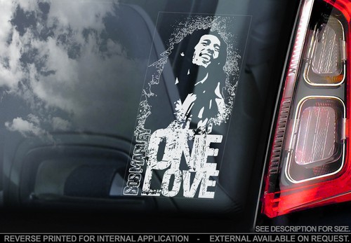 Bob Marley Car Window Sticker, One Love Sign Reggae Ska Music Decal ...
