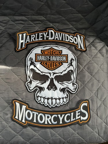 Harley Davidson Motorcycle Skull Iron On Biker Patch & Rockers Vest/Cut ...