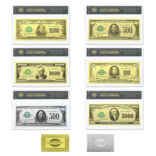 6pcs Us Gold and Silver Banknotes Art Plastic Money with Plastic Case ...