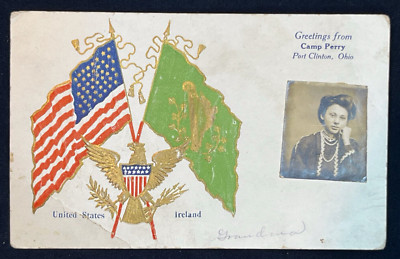 Vintage Postcard for Camp Perry Port Clinton Oh, Flags of US & Ireland ...