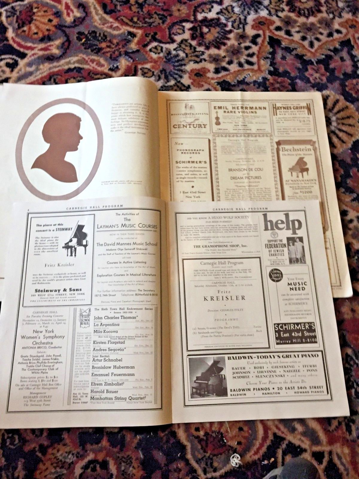 2 Complete Vintage Carnegie Hall Programs Copyright 1929 By Alfred ...