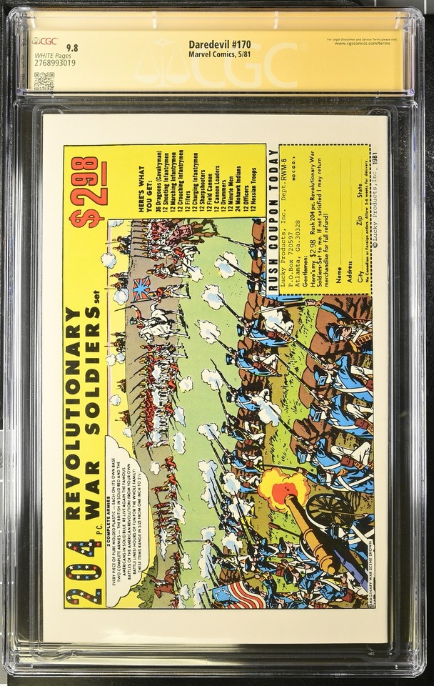 * DAREDEVIL #170 CGC 9.8 SS Signed MILLER 1st Kingpin in DD ...