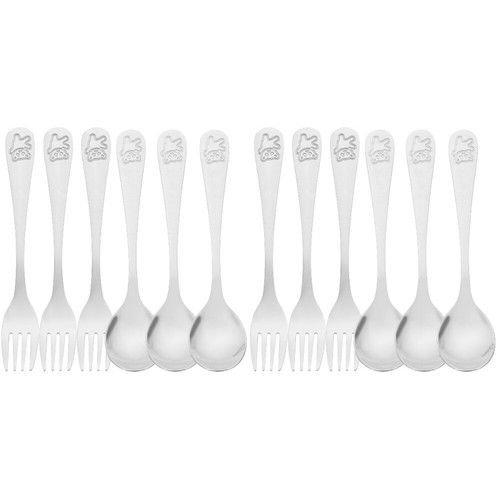 2 PCS Kids Spoon Forks Construction Tableware Toddlers Snack Container ...