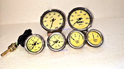 Smiths 52mm Kit TempC Oil Fuel Amp Gauge + Speedo 0-140MPH + 0-80 RPM ...