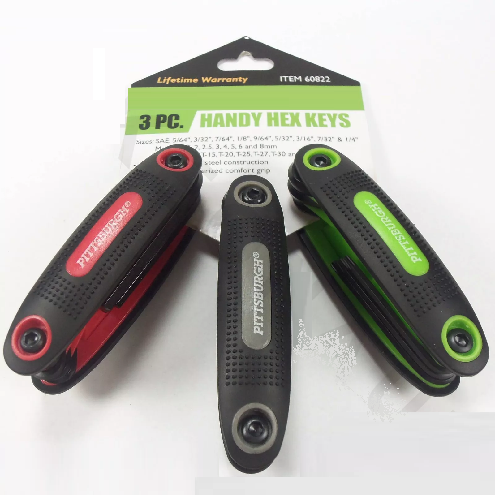 3 Piece Folding Hex Key Set SAE/Metric/Star Compact Multi-Tool Allen ...