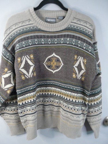 Vintage JT Beckett Mens Large Geometric Abstract Print Sweater Acrylic ...