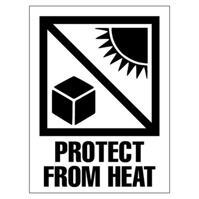 600+ 3" x 4" International Pictorial Protect from Heat Stickers White ...