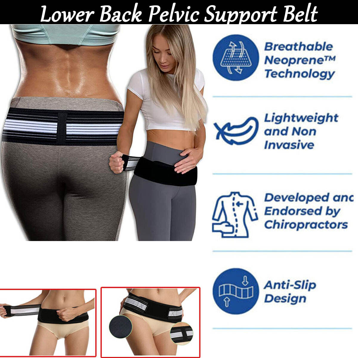 Sacroiliac Joint Belt W/ Vents Hip Brace for Sciatica Pelvis Lumbar ...