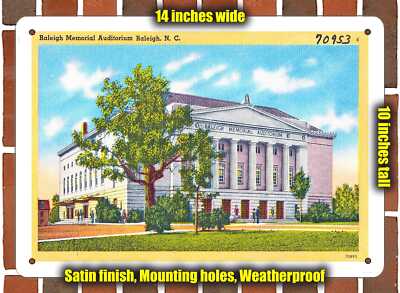Metal Sign - North Carolina Postcard - Raleigh Memorial Auditorium ...