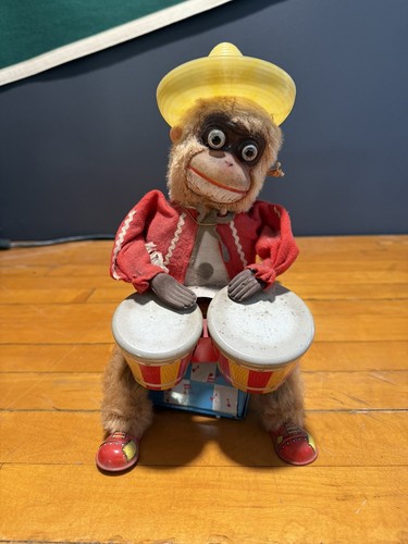 Vintage 1950s Alps Japan Battery Operated Monkey with Bongos Toy 9.5 ...
