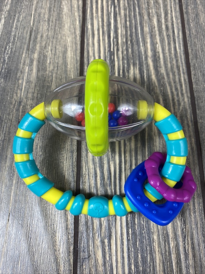 Green Blue Ring Toy With Ball Spinner Baby Toddler Kids Rattle | eBay