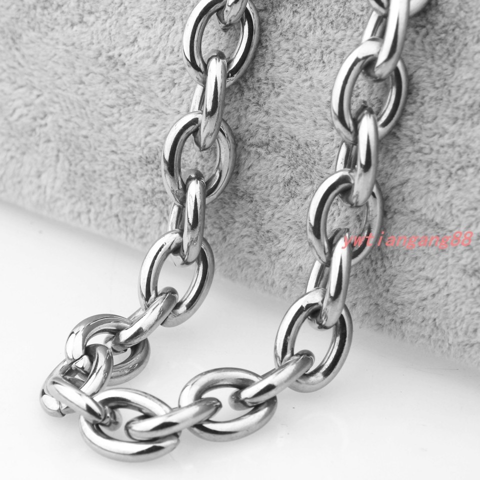 7"-40" Heavy 9/11/13/15mm Mens Stainless Steel Silver Big O Link Chain ...